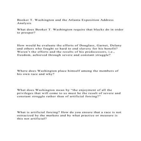 Booker T. Washington and the Atlanta Exposition Address Analysis.docx ...