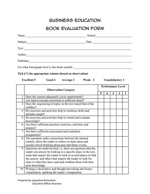 Textbook Evaluation Checklist | DOC