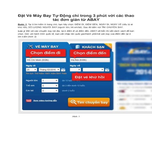 Dat ve may bay tu dong chi trong 3 phut voi cac thao tac don gian tu ...