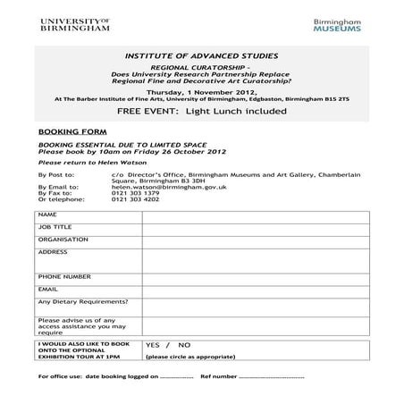 Booking form curatorship 01 11 12 | PDF