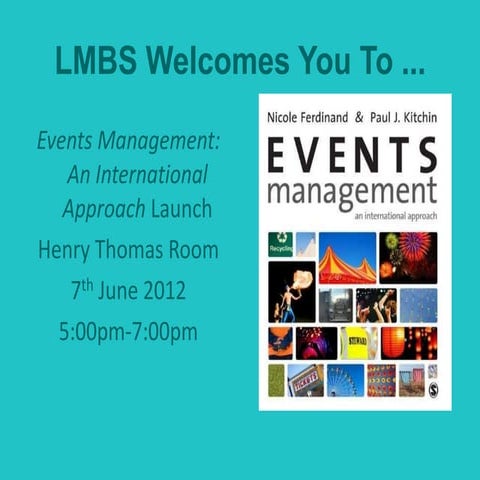 Events Management: An International Approach Launch | PPTX