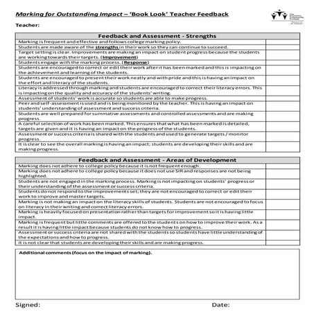 Book look teacher feedback | DOCX