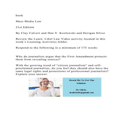 bookMass Media Law21st EditionBy Clay Calvert and Dan V..docx