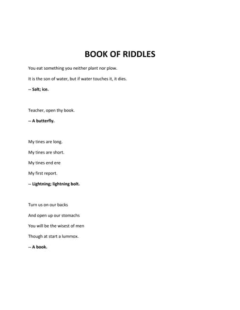 Riddles with answers for kids | PDF