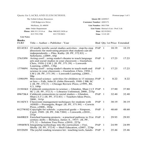 Suggested Book Order | PDF