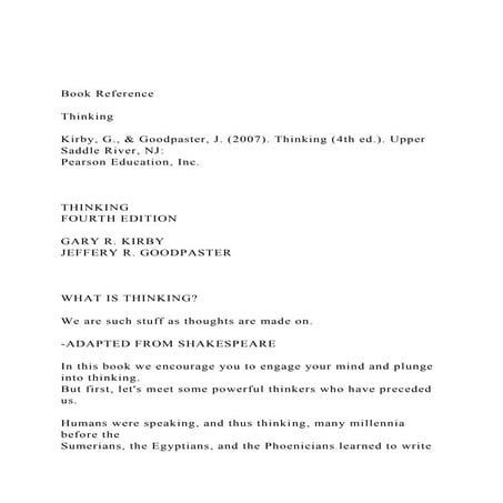 Book Reference Thinking Kirby, G., & Goodpaster, J. (2.docx
