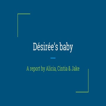 Book Report - Desiree's Baby | PDF
