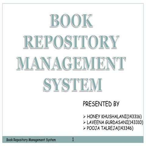 Book Repository Management System Ppt 
