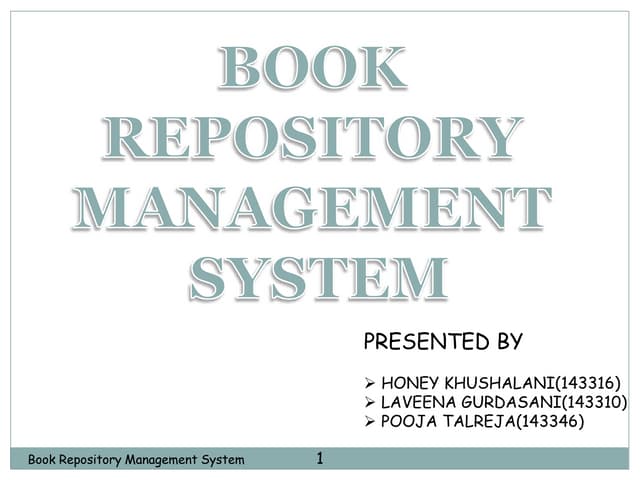 Book Repository Management System Ppt
