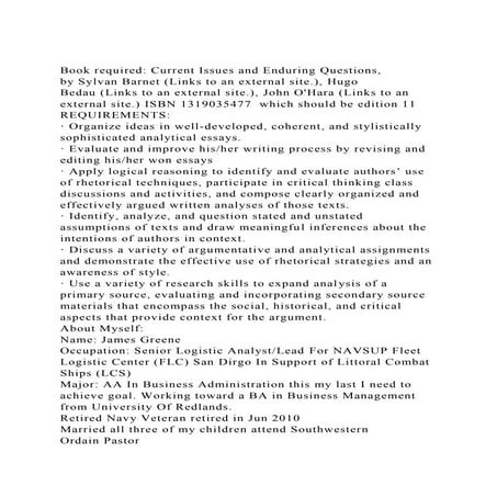 Book required Current Issues and Enduring Questions, by Sylvan Ba.docx