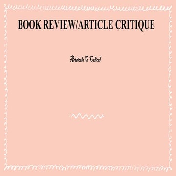 Book Review.pptx for Senior High School Student | PPTX