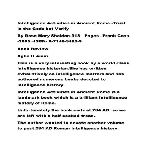 intelligence activities in ancient rome | DOCX