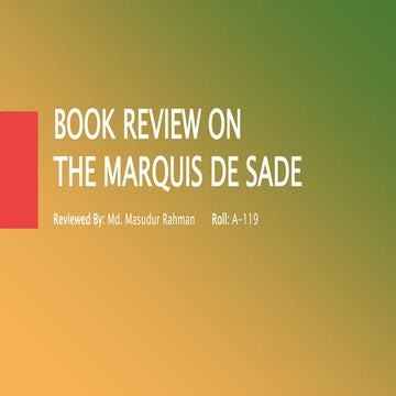 Book Review on The Marquis de Sade | PPTX