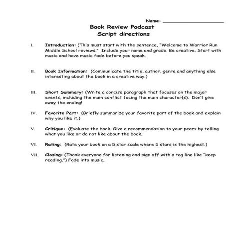 Book Review Podcast Directions | PDF