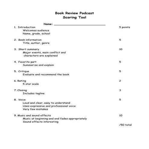 Book Review Podcast Directions | DOC