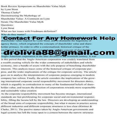 Book Review Symposium on Shareholder Value Myth by Lynn StoutTh.pdf ...