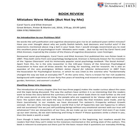 Book Review: Mistakes were made but not by me | PDF