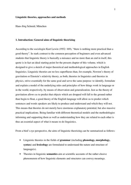 Linguistic theories approaches and methods | PPTX | Science