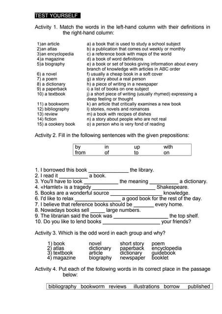 An Intermediate ESL Lesson Plan On Books And Reading | PPT