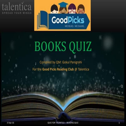 Books Quiz By GokulP On Sep-2016 | PDF