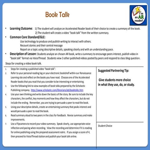 Book talk assignment taskcards | PPT