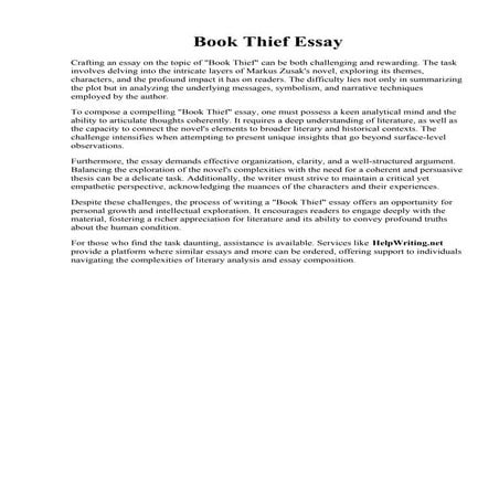 Book Thief Essay. Pin on Shihem Wilkinss Book Thief assignment | PDF