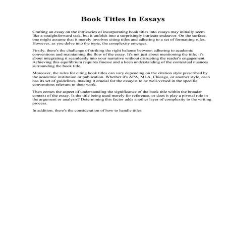 Book Titles In Essays. Hawthorn University | PDF | Free Download