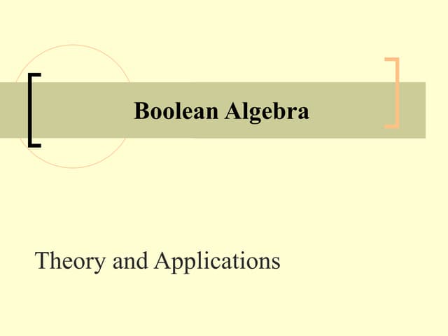 Boolean Algebra | PPT