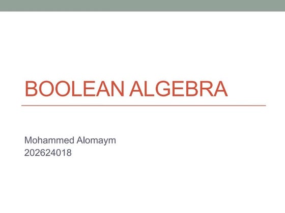 Boolean Algebra | PPTX