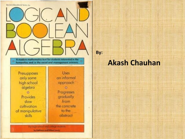 Introduction To Boolean Algebra