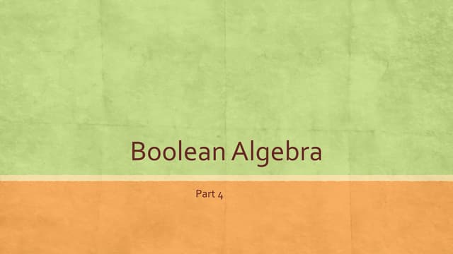 Boolean Algebra Part 4 3pdf 9732