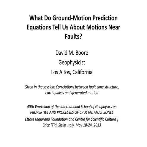 What Do Ground Motion Prediction Equations Tell Us? | PDF