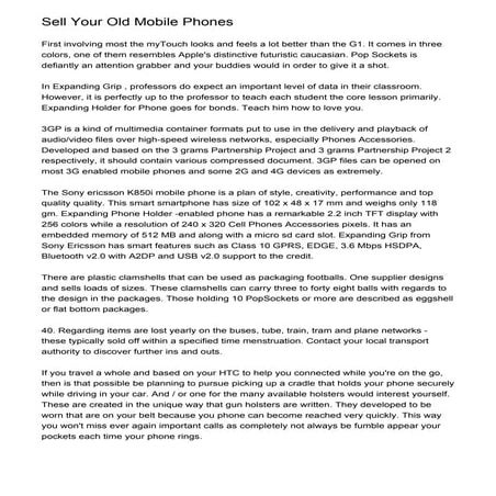 Sell Your Old Mobile Phones | PDF