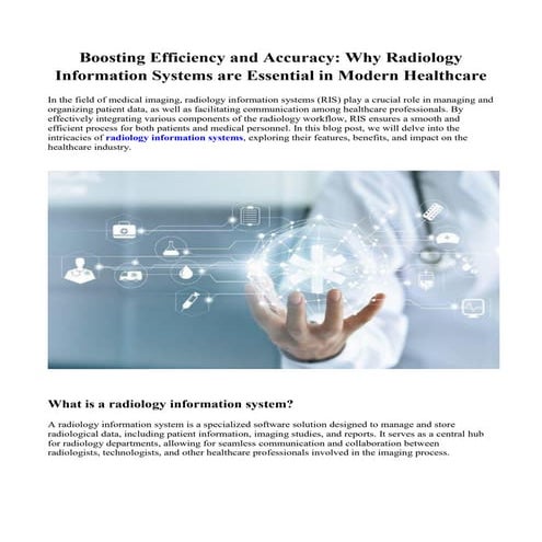 Boosting Efficiency And Accuracy Why Radiology Information Systems Are