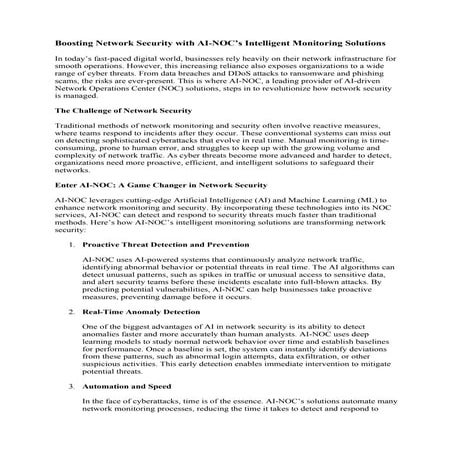 Boosting Network Security with AI-NOC Intelligent Monitoring Solutions | DOCX