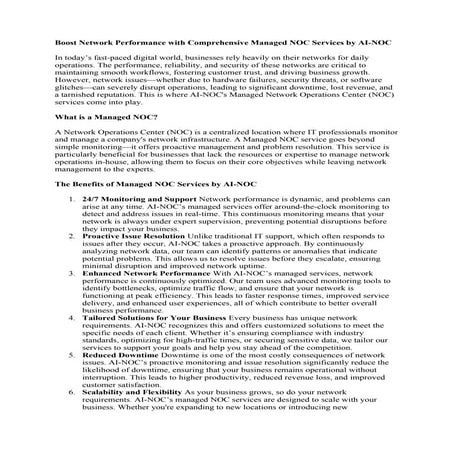 Boost Network Performance with Comprehensive Managed NOC Services by AI.docx