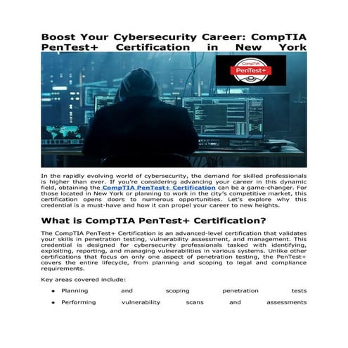 Boost Your Cybersecurity Career_ CompTIA PenTest+ Certification in New ...