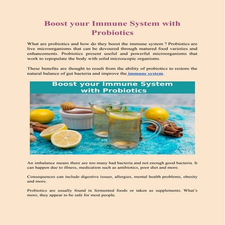 Boost Your Immune System With Probiotics | PDF