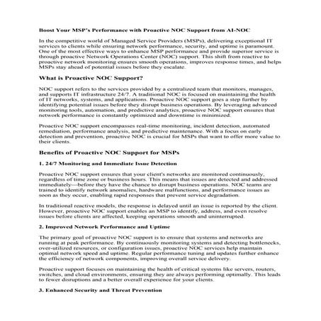 Boost Your Msps Performance With Proactive Noc Support From Ai Noc Docx