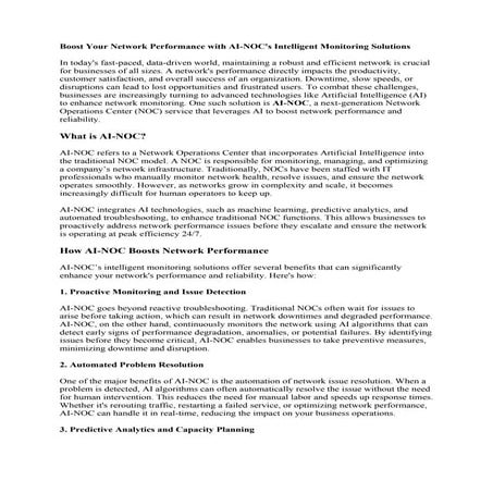 Boost Your Network Performance with AI-NOC's Intelligent Monitoring Solutions | DOCX