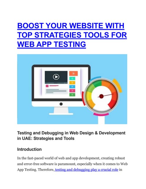 Automated Front End Testing Navigating Types And Tools For Optimal Web Development Pdf