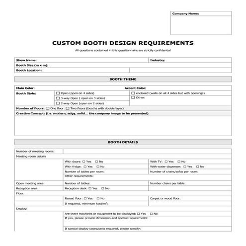 Booth design questionnaire | PDF