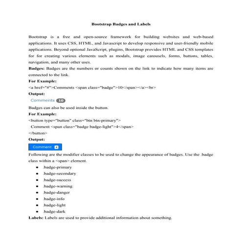 Bootstrap Badges and Labels for Web Development | DOCX