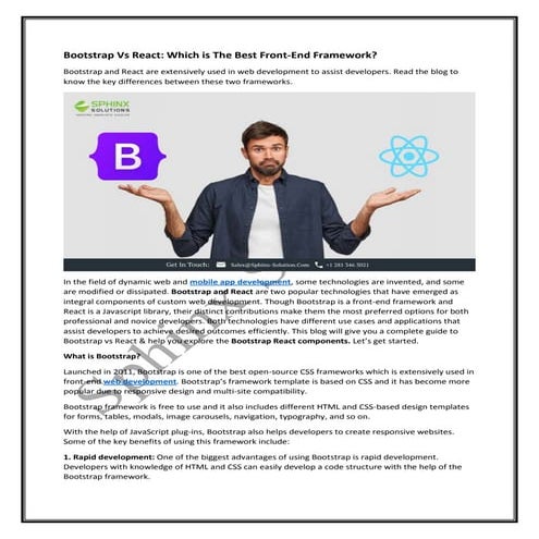 Bootstrap Vs React Which Is The Best Front End Framework Pdf