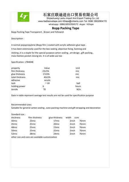 Bopp tape descriptation | PDF