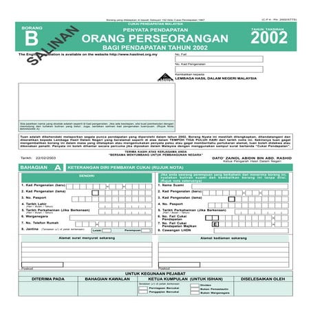 Borang b 2002_1 | PDF