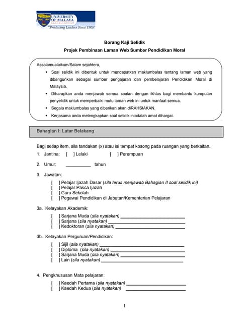 Borang soal selidik | DOCX