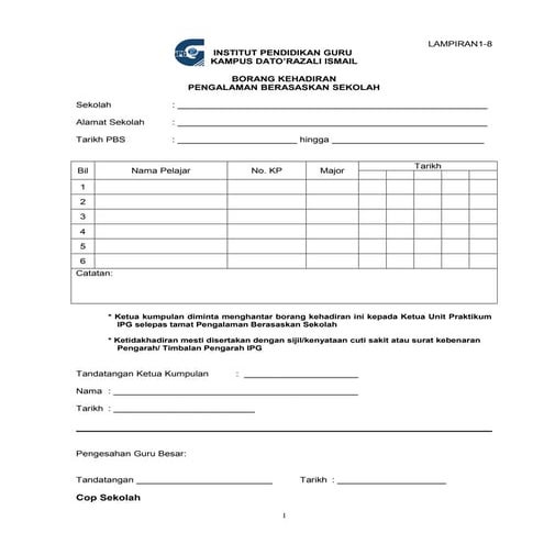 Borang kehadiran | PDF