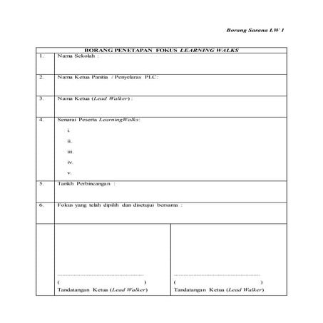Borang learning walks | DOCX