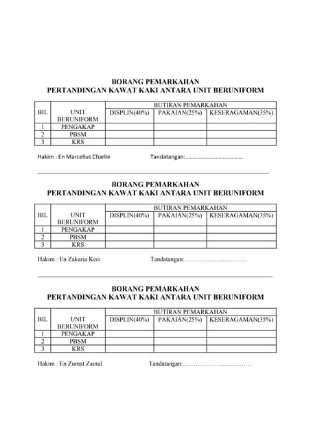 Borang pemarkahan kawad kaki | DOCX